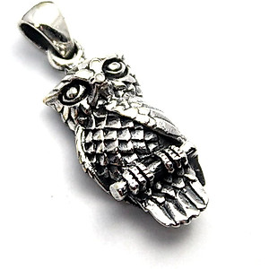 COSUMOSU Owl 925 sterling silver Animal Mexican Pendant (Small Large) (Large)