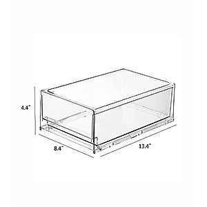 HOMEREFROM Stackable Organizer Drawer, Clear Plastic Storage Box, Pull-Out Bin, Home, Office, Closet & Shoe Organization, BPA-Free, Food/Fridge/Freezer Safe (Clear)