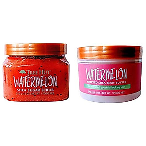 Tree Hut Radiant Skin Watermelon Shea Sugar Scrub Bundled With Watermelon Whipped Shea Body Butter