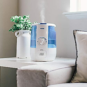 Vicks Filter-Free CoolRelief Cool Mist Humidifier, Medium Room, 1.2 Gallon Tank – Visible, Medicated Ultrasonic Humidifier for Baby, Kids and Adults, Works With Vicks VapoPads and Vicks VapoSteam