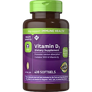 Birsppy Member's Mark Vitamin D-3 5000 IU Dietary Supplement (400 Count)