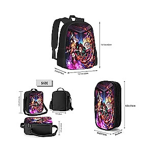 Qxpztk Anime Backpack Set 3D Printing Backpack Three-Piece Set Outdoor Travel Light Casual Backpack With Lunch Bag