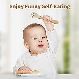 LITTLE RAWR Silicone Baby Spoons and Forks, Toddler Utensils for First Stage Toddler,Soft-Tip Easy on Gums I Baby Training Spoon | Baby Spoons Self Feeding 6 Months, Dishwasher,6 Pack