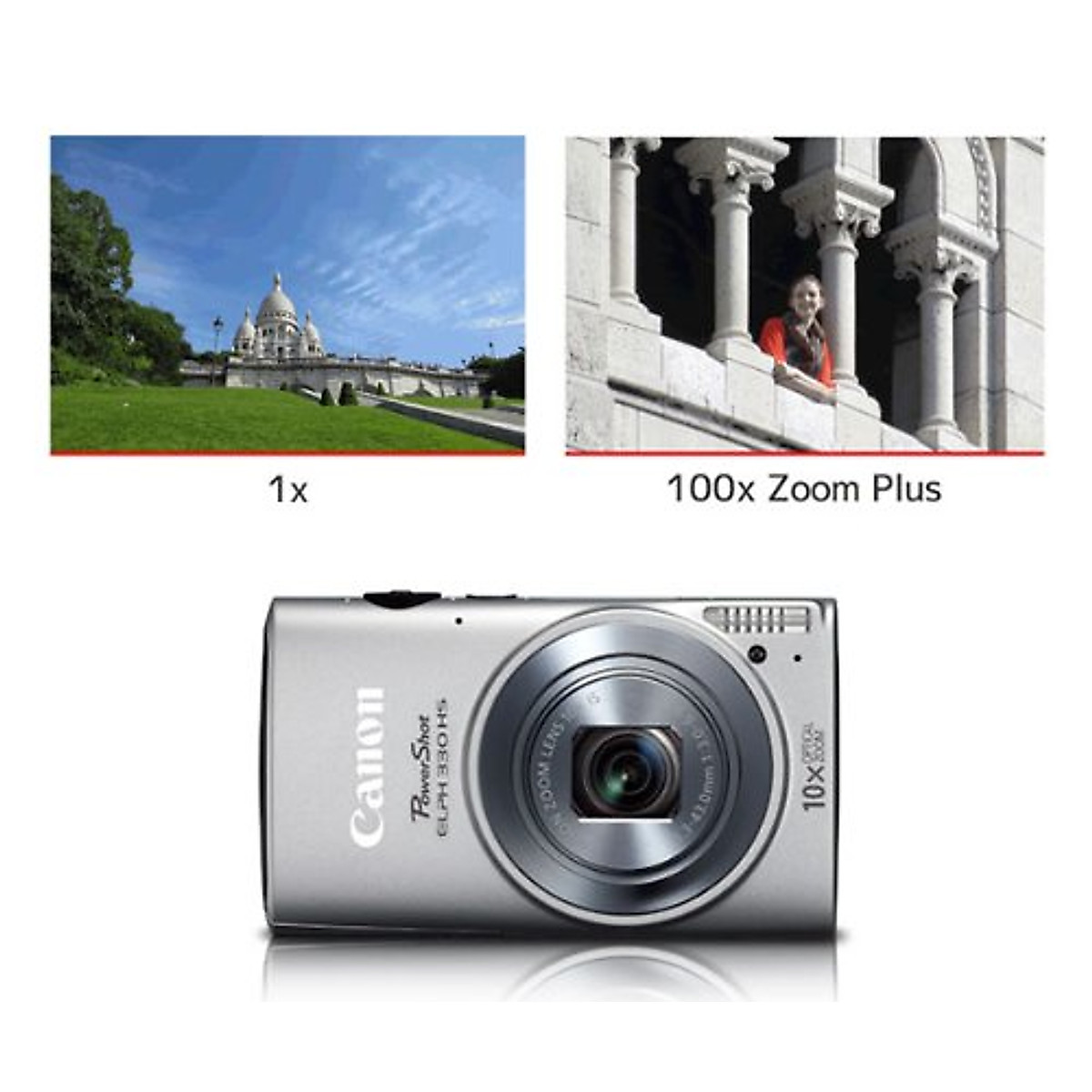 Canon PowerShot ELPH 330 HS 12.1 MP Wi-Fi Enabled CMOS Digital Camera with 10x Optical Zoom 24mm Wide-Angle Lens and 1080p Full HD Video (Silver)