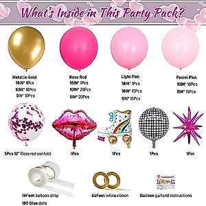 Hot Pink Balloon Garland Rose Red Pink Gold Foil Balloons Arch Kit for Baby Shower Girl Princess Themed Birthday Party Decorations