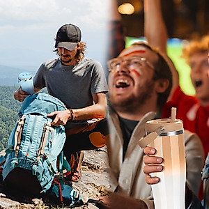 Hydraful 40 oz Tumbler with handle flip straw,Leak Proof Vacuum Insulated Cup Water Bottle Fit in Cup holder for Home,Outdoors,Insulated Stainless Steel Travel Coffee Mug,Keep ice Cold for 34 Hours