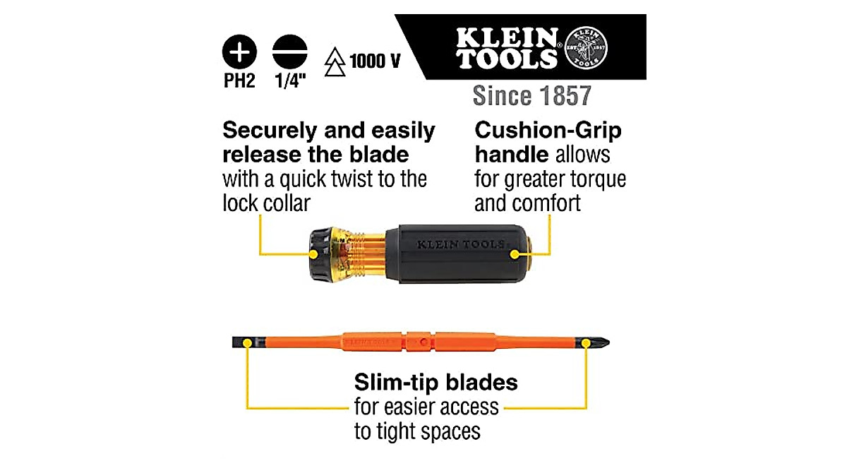 Klein Tools 32293 Insulated Flip-Blade Screwdriver