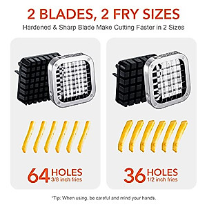 French Fry Cutter, Befano Potato Slicer Fry Cutter | Stainless Steel Potato Cutter for French Fries Cutter with 1/2-Inch and 3/8-Inch Blade Great for Potato, French Fries, Cucumber Vegetables Carrot