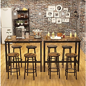 AWQM Pub Table and Chairs Set of 4, Industrial Counter Height Table with 4 Stools Small Dining Table Set for 4,Wooden Bar Table Set Dining Room Table Set for Small Spcae/Living Room,Rustic Brown
