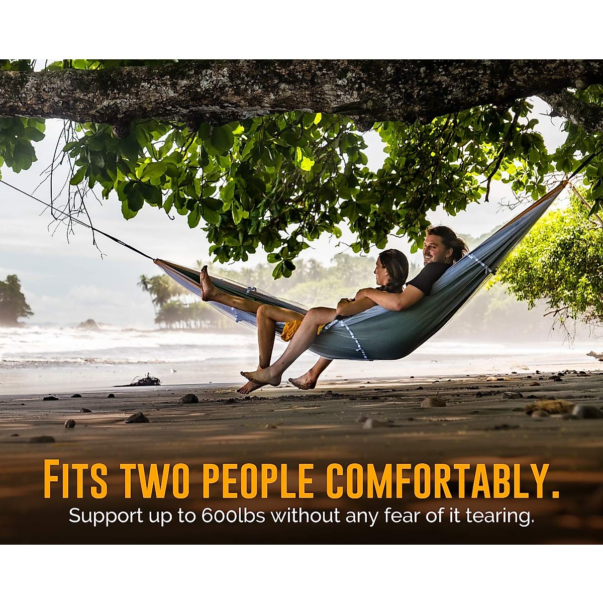 Ryno Tuff X-Large 2 Person Camping Hammock with Mosquito Net - Compact Double Hammock with Bug Net, Pocket, Tree Straps & Heavy Duty Carabiners - Parachute Grade Nylon Can Hold Over 600lbs of Weight