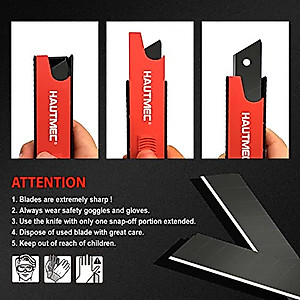 HAUTMEC 10pcs 18mm SK2H Ultra Sharp Snap Off Blades, Retractable Black Utility Knife Replacement Blades, Sharper SK2H Heavy Duty Refill Blades, Creative Safety Box, for Box, Carpet, Rope HT0144-BL