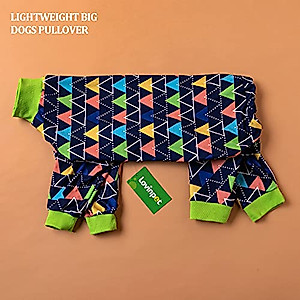 LovinPet Large Dog Pjs Post Surgery Wear/Triangles Blizzard Blue Prints/Post Surgery Shirt/UV Protection, Pet Anxiety Relief, Wound Care for Large Dog Onesies