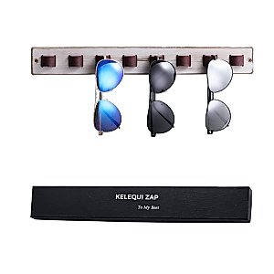 KELEQUI ZAP Sunglasses Organizer for Wall Rustic Home Decor Wood Eyeglass Display Farmhouse Wall Mounted Eyewear Rack Sunglass Holder for Multiple Glasses Unique Birthday Gifts for Dad Husband