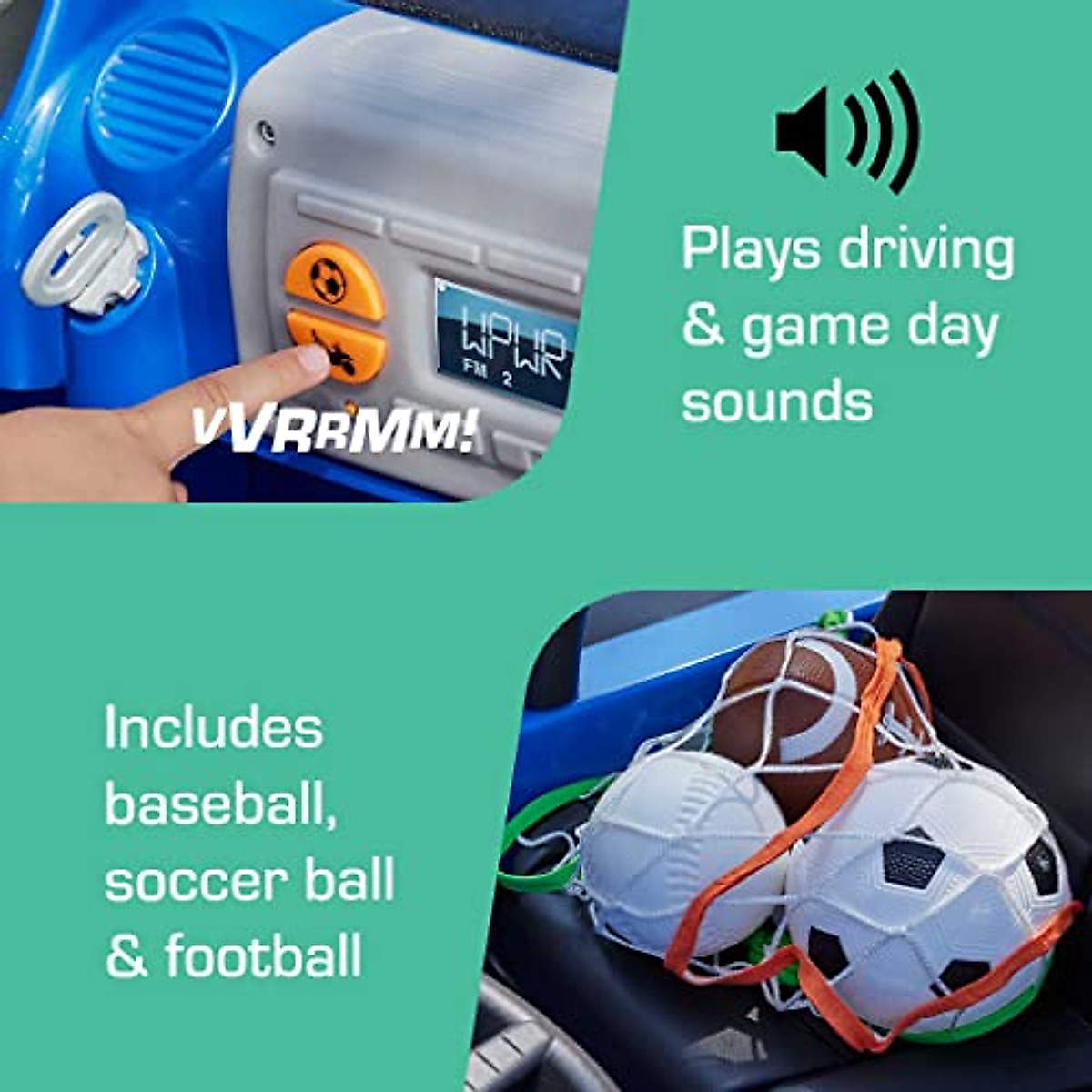 Power Wheels Ride-On Toy Gameday Jeep Wrangler Battery-Powered Vehicle with Sounds, Sports Net & 3 Balls, Preschool Kids Ages 3+ Years​