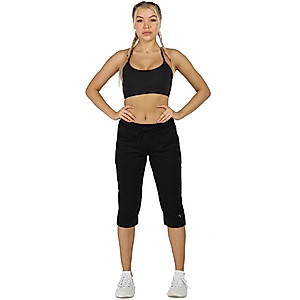icyzone Capri Sweatpants for Women - French Terry Workout Cropped Joggers Athletic Lounge Pants with Pockets (X-Large, Black)