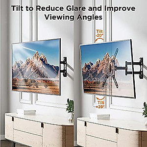 ProHT Articulating TV Wall Mount TV Stand(05416) Full Motion for Most 23”- 55” 3D LED, LCD TVs and Screens, +15°~ -15°Tilt; +90°~ -90° Swivel, VESA up to 400x400,Max Load 66lbs