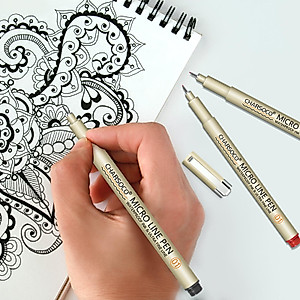 CHARSOCO 01 Micro Pen, Fine Point Pen with 12 Colors, Waterproof Archival Ink, 0.25mm Fineliner Ink Pens for Artist Illustration, Sketching, Anime, Manga, Technical Drawing and Scrapbooking