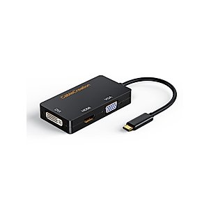 CableCreation USB C to VGA HDMI DVI Adapter, 3 in 1 USB Type C to HDMI VGA DVI Female Converter Compatible with Galaxy S22 Ultra, MacBook Pro 2020, Surface Book 2, Mac Mini 2018, XPS 15, Black