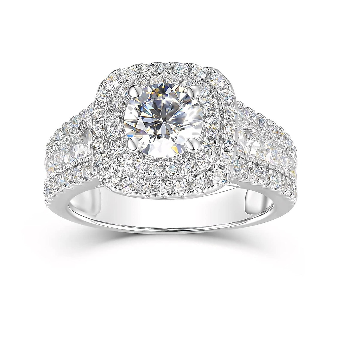 Ayafee 2.05 Carat Moissanite Engagement Rings for Women 10K 14K 18K Gold Halo Promise Rings for Her Size 4-12 - 10K