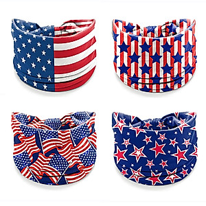 IDDFEVE 4Pcs 4th of July Headbands for Women, Patriotic Independence Day Holiday Wide Hair Band, USA Flag Star Hair Accessory (Star)