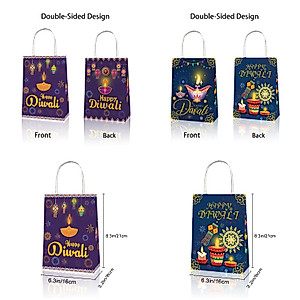 KYMY Diwali Party Treat Bags with Stickers, 12pcs Diwali Gift Candy Bags, India Festival of Lights Gift Goody Bags, India Party Favor Diwali Party Indian Celebration Supplies Decoration