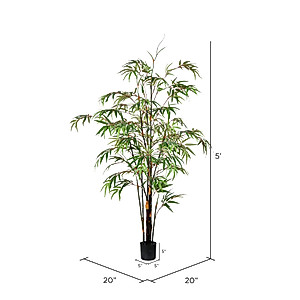 Vickerman Everyday 5' Artificial Potted Black Japanese Bamboo Tree - Premium Lifelike Faux Plant for Home or Office Decor - Maintenance Free Bamboo Tree