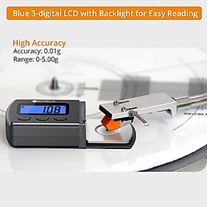 Neoteck Digital Turntable Stylus Force Scale Gauge 0.01g/5.00g Blue LCD Backlight for Tonearm Phono Cartridge