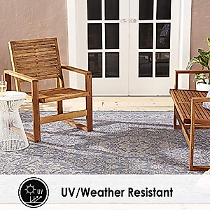 Nicole Miller New York Patio Country Dahlia Transitional Medallion Indoor/Outdoor Area Rug, 7'9" x 10'2", Blue/Grey