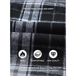 JMIERR Mens Flannel Shirt Fall Fashion 2024 Long Sleeve Casual Button Down Cotton Plaid Dress Shirts, US 40(M), Black
