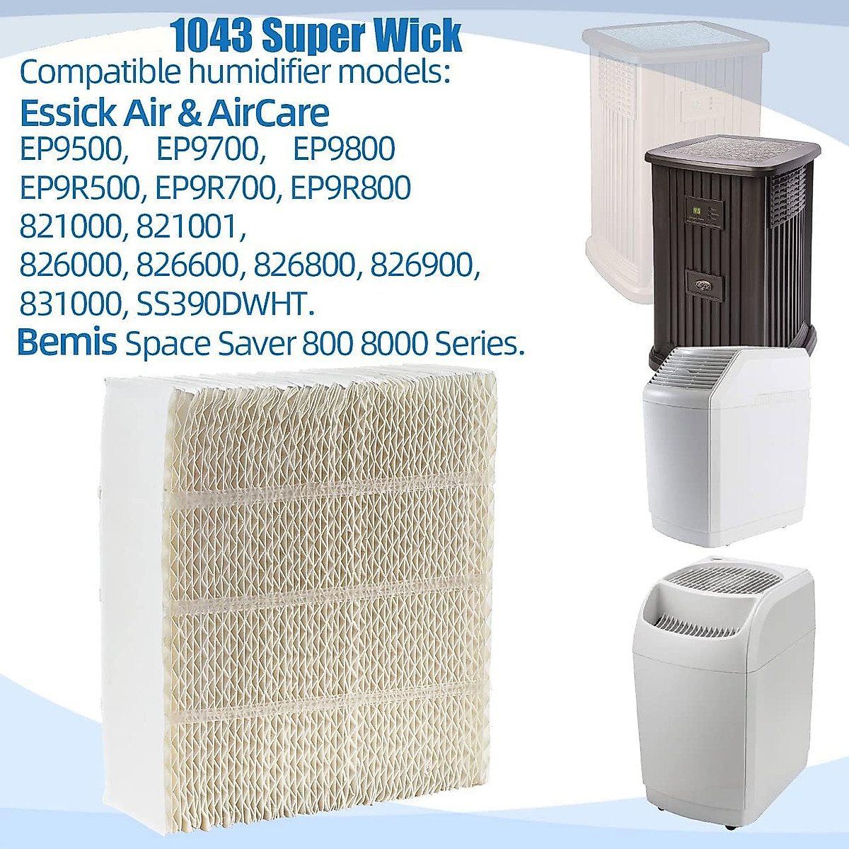 Alocs 1043 Humidifier Filter Wick Replacement for AIRCARE Essick Air 826000 831000 EP9800 EP9700 EP9500 EP9R800 EP9R700 EP9R500, Bemis Space Saver 800 8000 Series Evaporative Humidifiers