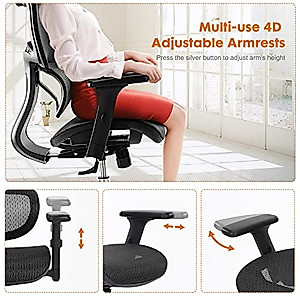Ergonomic Office Chair,Large High Back Office Chairs Ergo3D Rolling Desk Chair with 4D Adjustable Armrest,3D Lumbar Support,Adjustable Headrest,Breathable Mesh Computer Gaming Executive Swivel Chairs