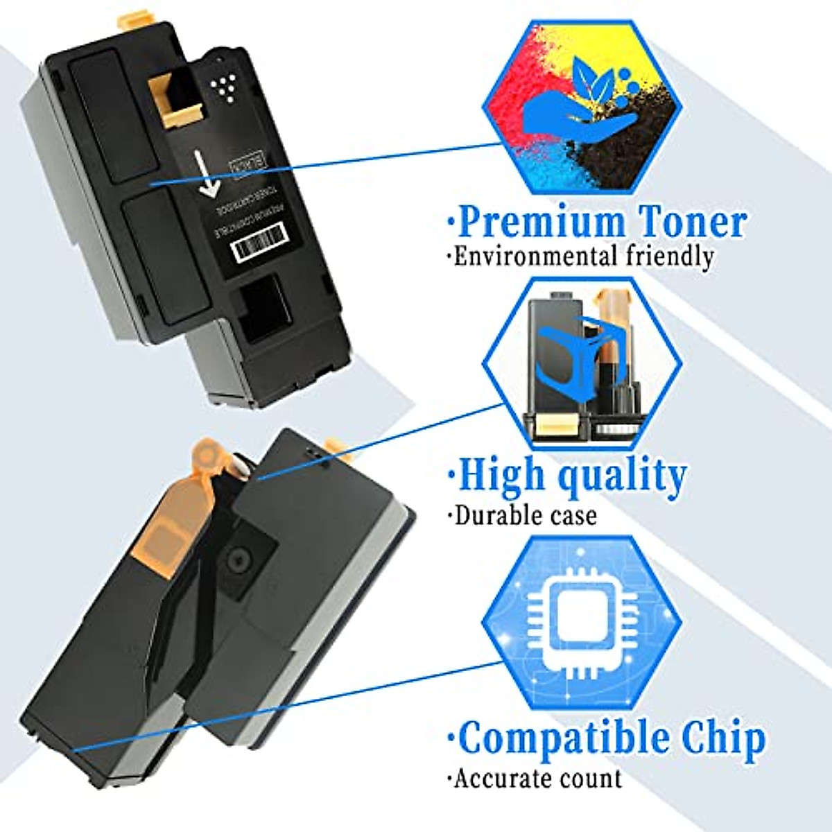 E525w Toner Cartridges Compatible Replacement for Dell E525W Toner Cartridges Dell E525W 525W E525 Printer Toner for 593-BBJX,593-BBJU,593-BBJV,593-BBJW-5 Pack:2X Black,1x Cyan,1 xMagenta,1xYellow