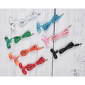 QIDAIZUOEN 21 Pack Bulk Earbuds Classroom Student Headphones Bulk Class Set Ear Buds Wired Disposable Durable Colorful Earphones with Good Sound Quality Individually Wrapped in 7 Colors