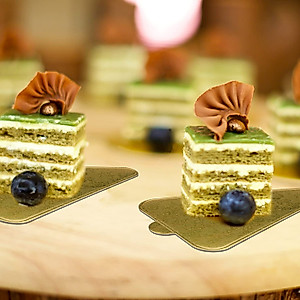 200 Pcs Mini Cake Boards, Floral Embossed Gold Mousse Cake Boards Mini Cake Bases Cake Paper Board Plates Cupcake Dessert Displays Tray Cardboard Dessert Board Pastry Base (Triangle Cake Boards)