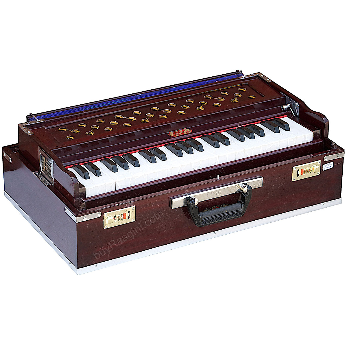 Harmonium BINA No.17 Delux, Folding Portable Version, Special Double Reed, Safri, Kirtan, 9 Stops, 3-1/2 Octaves, Rosewood Color Model 17DX