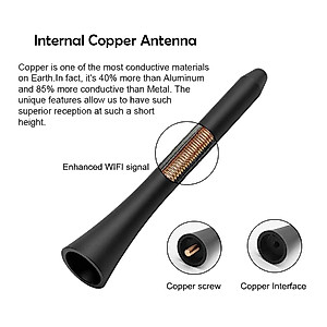 KSaAuto Short Antenna for Ford Mustang Convertible 2015-2024, Stubby Mustang Antenna, 5 Inch Black Aluminum Car Antenna Replacement, Ford Mustang Accessories Designed for Optimized Car Radio Reception