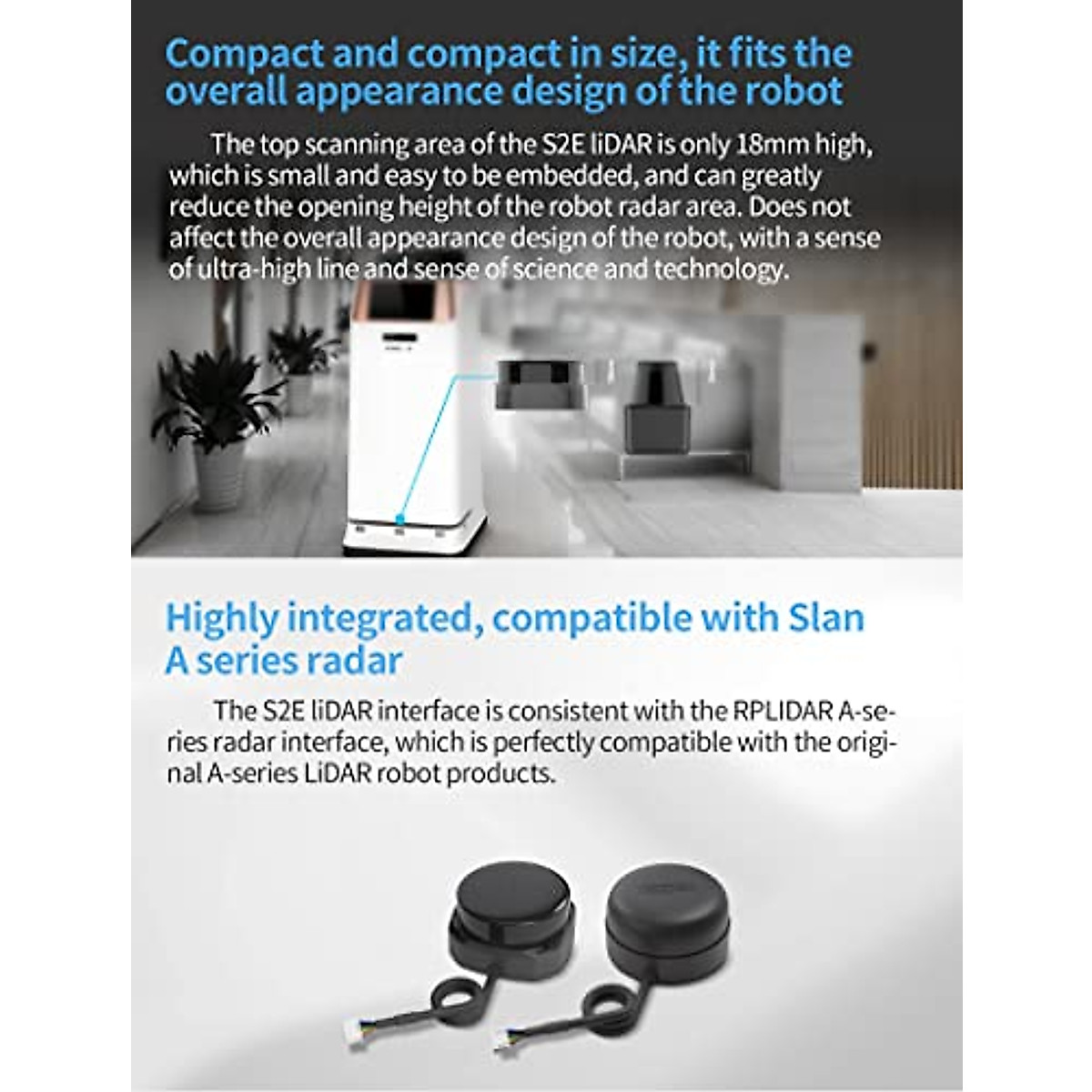 youyeetoo RPLIDAR S2E 360 Degree DTOF Lidar 30 Meters scan Radius 32K Sampling Rate, Support Ethernet UDP, IP65, Withstands 80K Lux Strong Light to Prevent Obstacles and Navigation of Robots AGV UAV