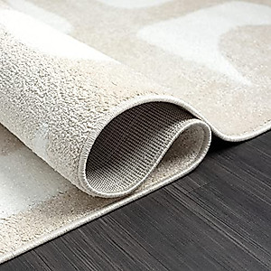 Abani Nuevo Collection Area Rug - Modern Geometric Beige/Cream Design - 5'3" x 7'6" - Easy to Clean - Durable for Kids & Pets - Non-Shedding - Medium Pile - Soft Feel - for Living Room Bedroom Office