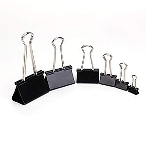 100Pcs Paper Binder Clips, Heavy Duty Metal Paper Clamps for Paperwork, Document, Letter, School Use, Office Supplies, Mini, Small, Medium, Large, Extra Large 6 Assorted Sizes