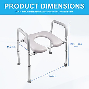 Hotodeal Toilet Seat Risers for Seniors, Heavy Duty Raised Toilet Seat with Handles - 300lb Capacity, Height Adjustable Legs, Bathroom Assist Frame for Elderly, Pregnant, Handicap
