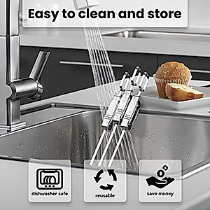 Skewers for Kabobs - Lycklig 17" Metal Skewers for Grilling With Slider, Flat Long 304 Stainless Steel Kabob Skewers, Reusable BBQ Barbecue Shish Kabob Skewers for Meat Shrimp Chicken Veggie (8PCS)