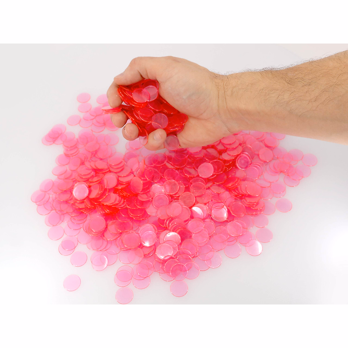 Regal Bingo Plastic Bingo Chips 500 Pcs - Clear Transparent Counters Game Chips Set for Board Game - Fun Bingo Night - 3/4 Inch Pink Color