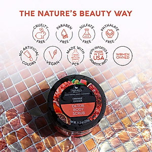 Nature's Beauty Orange Ginger Detox Body Scrub Multi-Pack - Gently Exfoliate, Awake & Cleanse Dull to Dry Skin, Made w/Vitamin C, Sunflower + Almond + Avocado Oils, 11.3 oz (2 Pack)