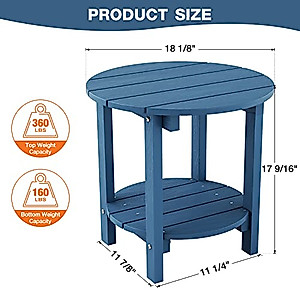 YEFU Adirondack Side Table, Double Outdoor Side Table, Poly Lumber end Table, Weather Resistant for Indoor, Patio, Pool, Porch, Backyard-Navy