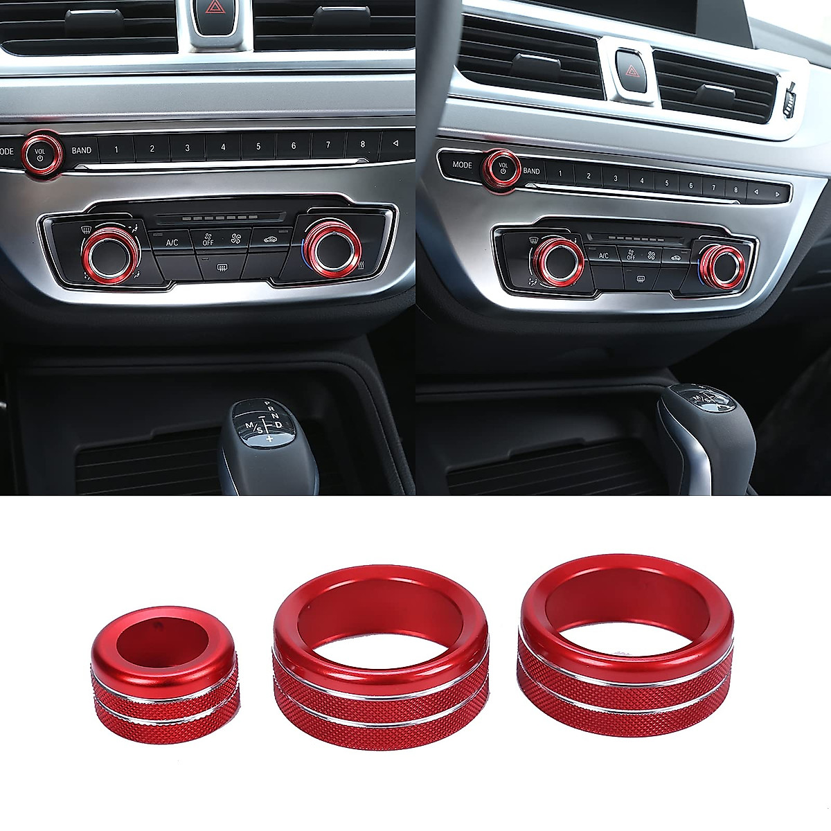 3 Pcs Car Aluminum Alloy Rear View Mirror Adjustment and Volume Knob Cover Trim Compatible with Toyota Supra GR A90 A91 MK5 2018 2019 2020 2021 2022 2023 2024 BMW Series 1 2017 2018 2019 2020 (Red)