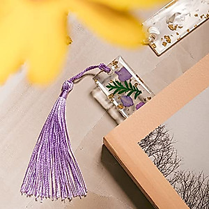 Leezmark 6 Pcs Pressed Flower Bookmark, Handmade Dried Flower Resin Bookmark, Aesthetic Bookmark Pretty Book Markers with Tassels, Reading Gifts for Book Lovers, Cute Bookmarks for Girls Women