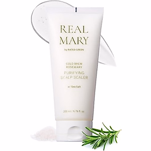 RATED GREEN Real Mary Cold Brew Rosemary Purifying Scalp Scaler w/Sea Salt | Hypoallergenic Korean Dry Scalp Hair Care for Flaky, Itchy & Mild Troubled Scalp | Deep Conditioning Treatment 6.76 fl oz