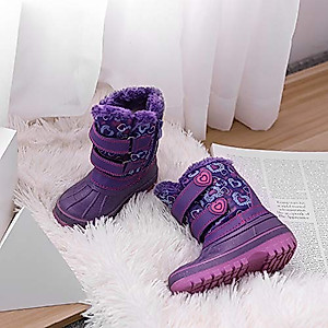 DREAM PAIRS Boys Girls Snow Boots Water-Resistant Outdoor Sport Warm Cozy Anti-Slip Cute Ankle Winter Shoes for Toddler/Little/Big Kid,Size 2 Little Kid,Purple,DUCKO