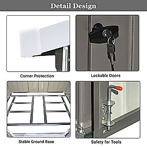 Outdoor Storage Sheds - 8x6Ft Large Metal Garden Patio Sheds for Bike and Tools with Lockable Doors