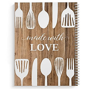 Big Book of Recipes Personalized 8.5" x 11" Recipe Notebook, Durable Gloss Laminated Softcover, 120 Recipe Pages, White Wire-o spiral. Made in the USA.